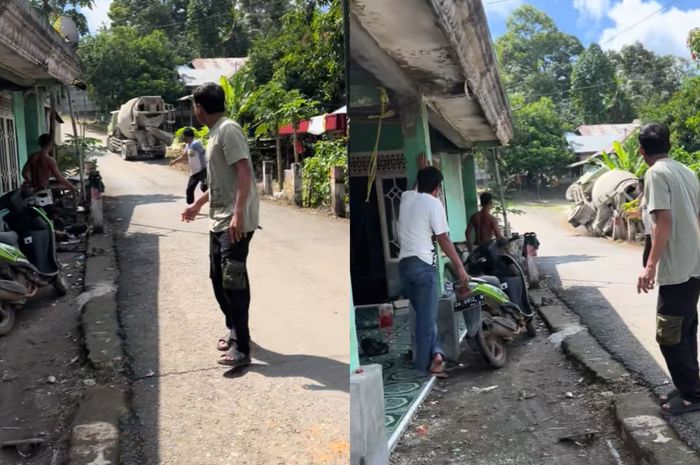 Serem Banget! Tak Kuat Nanjak, Truk Molen Ini Mundur Lagi dan Terguling di Depan Rumah Warga ...