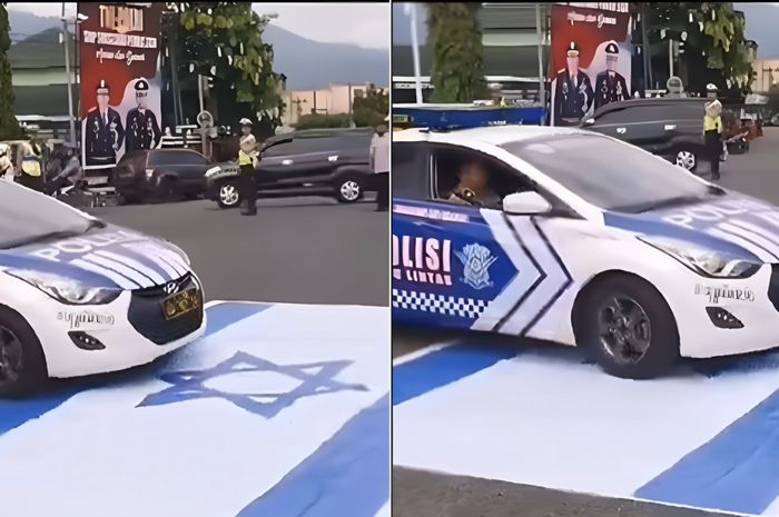 Viral Mobil Patwal Polisi Lindas Bendera Israel Saat Aksi Bela ...