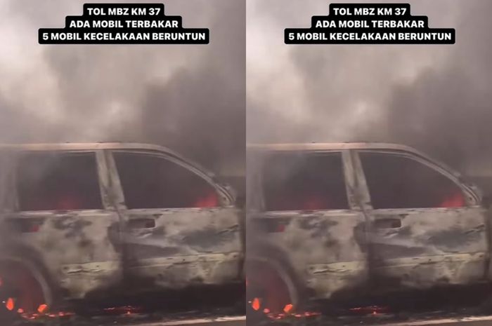 Ngeri! Mobil Terbakar di Tol MBZ, Disusul Kecelakaan Beruntun - Ntvnews.id