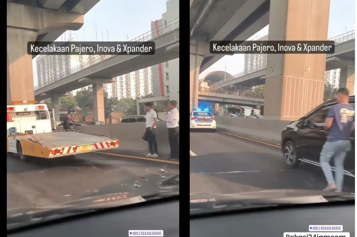 Ngeri! Pajero, Xpander dan Innova Tabrakan Beruntun di Tol Cikampek - Ntvnews.id