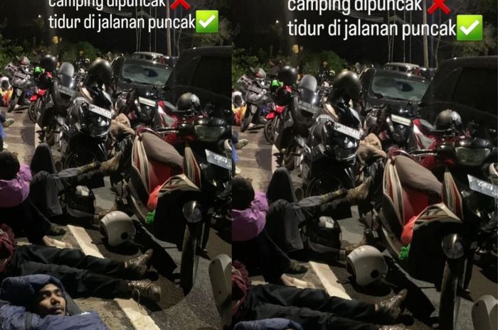 Kemacetan Parah 12 Jam di Puncak Bogor, Potret Pengendara Motor Terkapar di Trotoar - Ntvnews.id