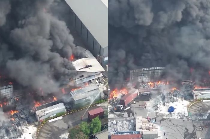 Penampakan Mengerikan Kebakaran Pabrik di Kaliabang Bekasi dari Udara - Ntvnews.id