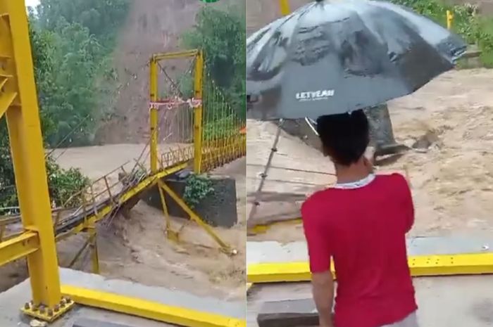 Detik-detik Jembatan Leuwi Lalay Sukabumi Ambruk Dihantam Banjir Bandang - Ntvnews.id