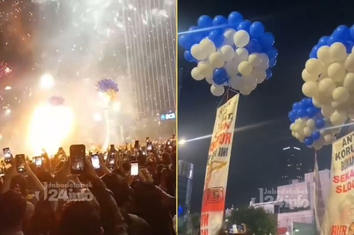 Detik-Detik Ledakan Balon Gas di Bundaran HI Warnai Malam Tahun Baru ...