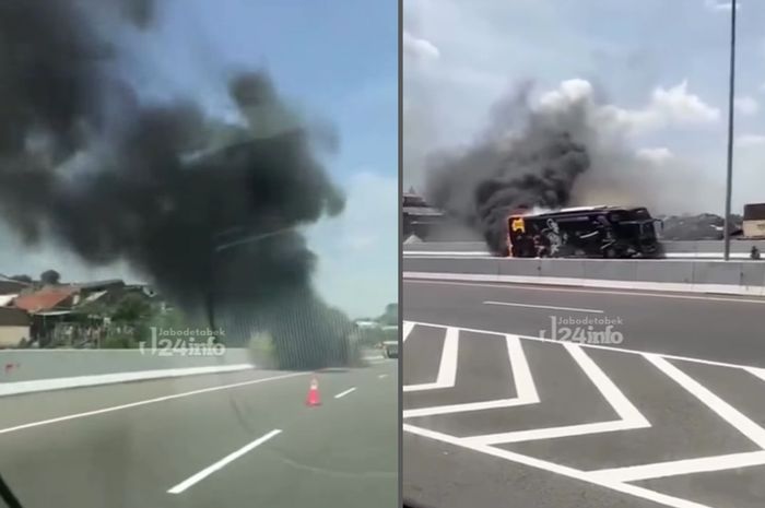 Bus PO Haryanto Terbakar Hebat di Tol Semarang-Batang - Ntvnews.id