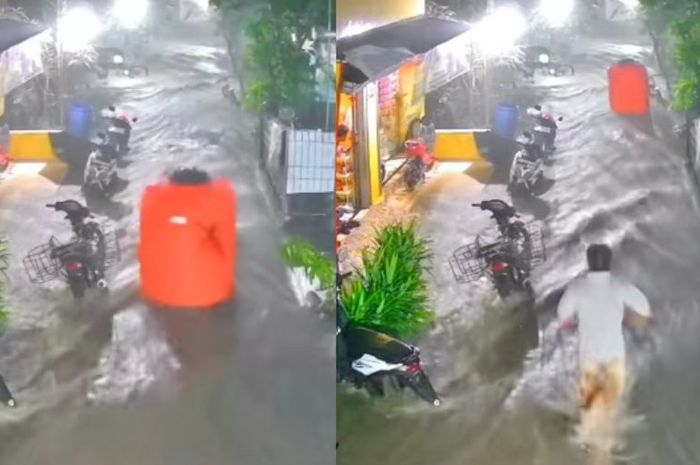 Viral! Aksi Pria Kejar Toren Air Hanyut Saat Banjir Bikin Netizen ... Viral! Aksi Pria Kejar Toren Air Hanyut Saat Banjir Bikin Netizen ...