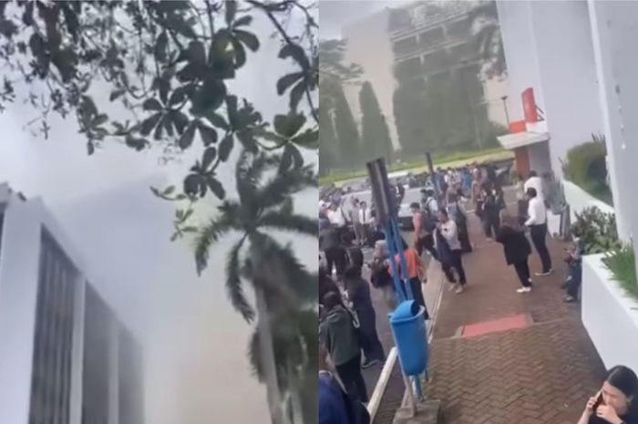 Kepulan Asap Tebal dari Gedung Panin Bank Senayan, Karyawan Berhamburan ...