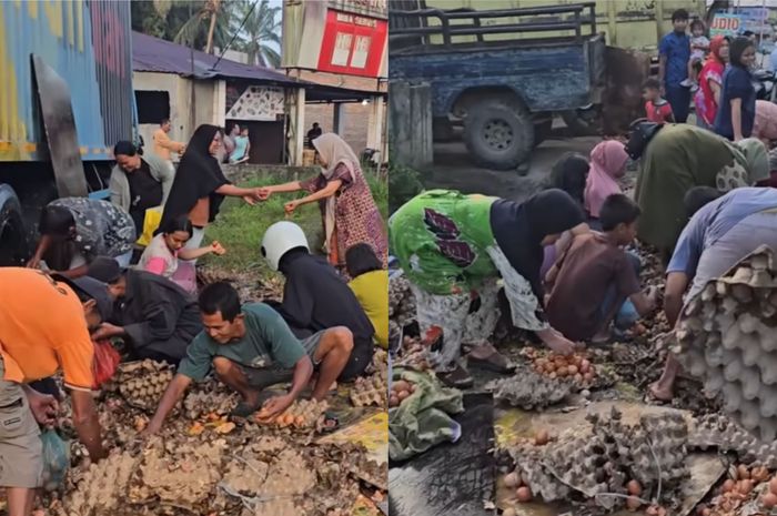 Warga Jarah Telur Usai Mobil Pick Up Alami Kecelakaan, Hp dan Dompet ...