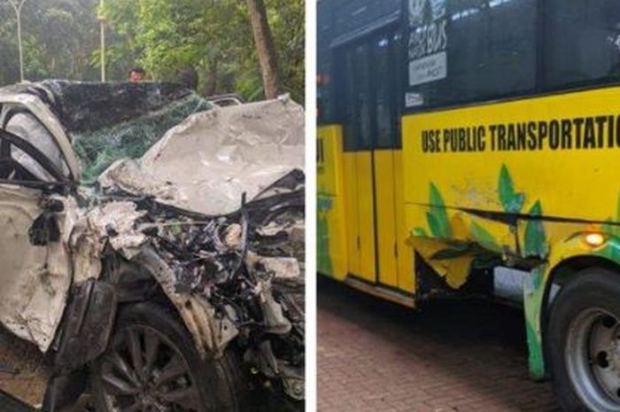 Geger Mobil Tabrak Bis Kuning UI hingga Ringsek Parah - Semua Halaman ...