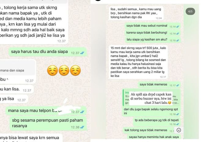 Viral Chat Lisa Mariana Didesak Bersihkan Nama Ridwan Kamil dengan Diimingi Uang Rp500 Juta ...